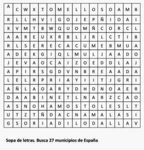 Sopa de letras sobre el cerebro